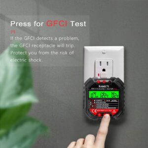 KAIWEETS Outlet Tester Electrical GFCI Receptacle Detector with LCD Display, 3 Prong 120V AC Voltage Socket Checker, 6 Visual Indication/Wiring Legend for Home