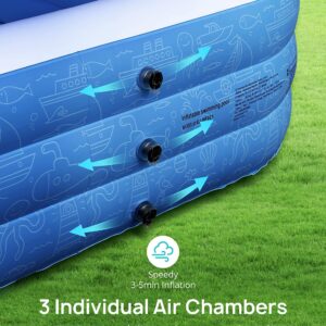 Inflatable Pool, EVAJOY 118'' x 72'' x 20'' Above Ground Pool, Kiddie Pool Large Size Thickened Blow Up Swimming Pools Play Center for Kids Children Family Outdoor Garden Backyard