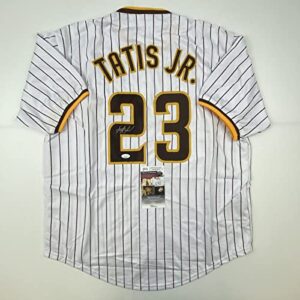 autographed/signed fernando tatis jr. san diego pinstripe baseball jersey jsa coa