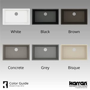 Karran QU-812 Undermount 32.5 in. Large Single Bowl Quartz Kitchen Sink Kit in White