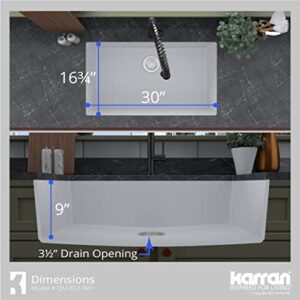 Karran QU-812 Undermount 32.5 in. Large Single Bowl Quartz Kitchen Sink Kit in White