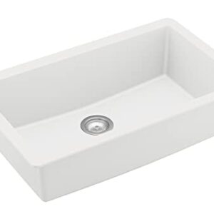 Karran QU-812 Undermount 32.5 in. Large Single Bowl Quartz Kitchen Sink Kit in White