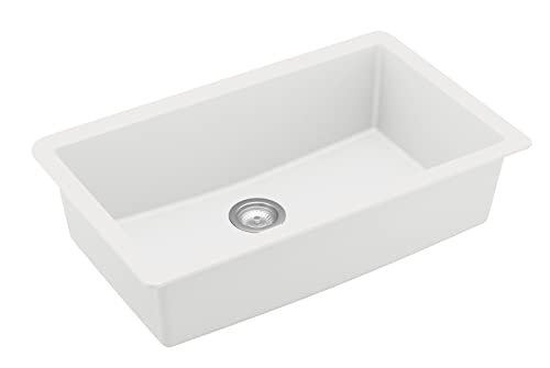 Karran QU-812 Undermount 32.5 in. Large Single Bowl Quartz Kitchen Sink Kit in White