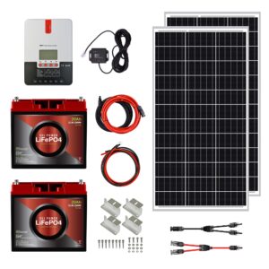 eci power 200w 12v solar power kit | 2 x 12v 20ah lifepo4 lithium batteries | 200w mono rigid solar panels, 20a mppt solar charge controller | rv, trailer, camper, marine, off grid, solar projects