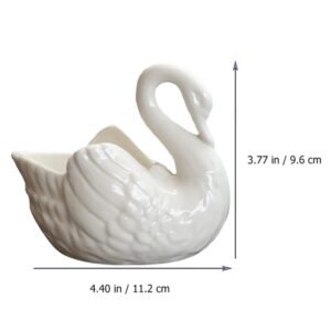 YONGYAN 2 Pack Swan Flower Pot Statue Decoration Ceramics Garden Planters Containers Pot Bookshelf Office Desktop Decor