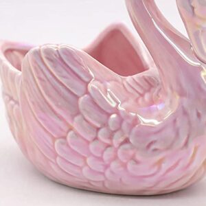 YONGYAN 2 Pack Swan Flower Pot Statue Decoration Ceramics Garden Planters Containers Pot Bookshelf Office Desktop Decor (Pink)