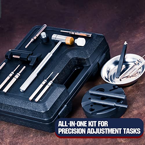 KNINE OUTDOORS 18 PC Pin Punch Set Tool Including Steel Punch and Hammer with Bench Block Ideal for Maintenance