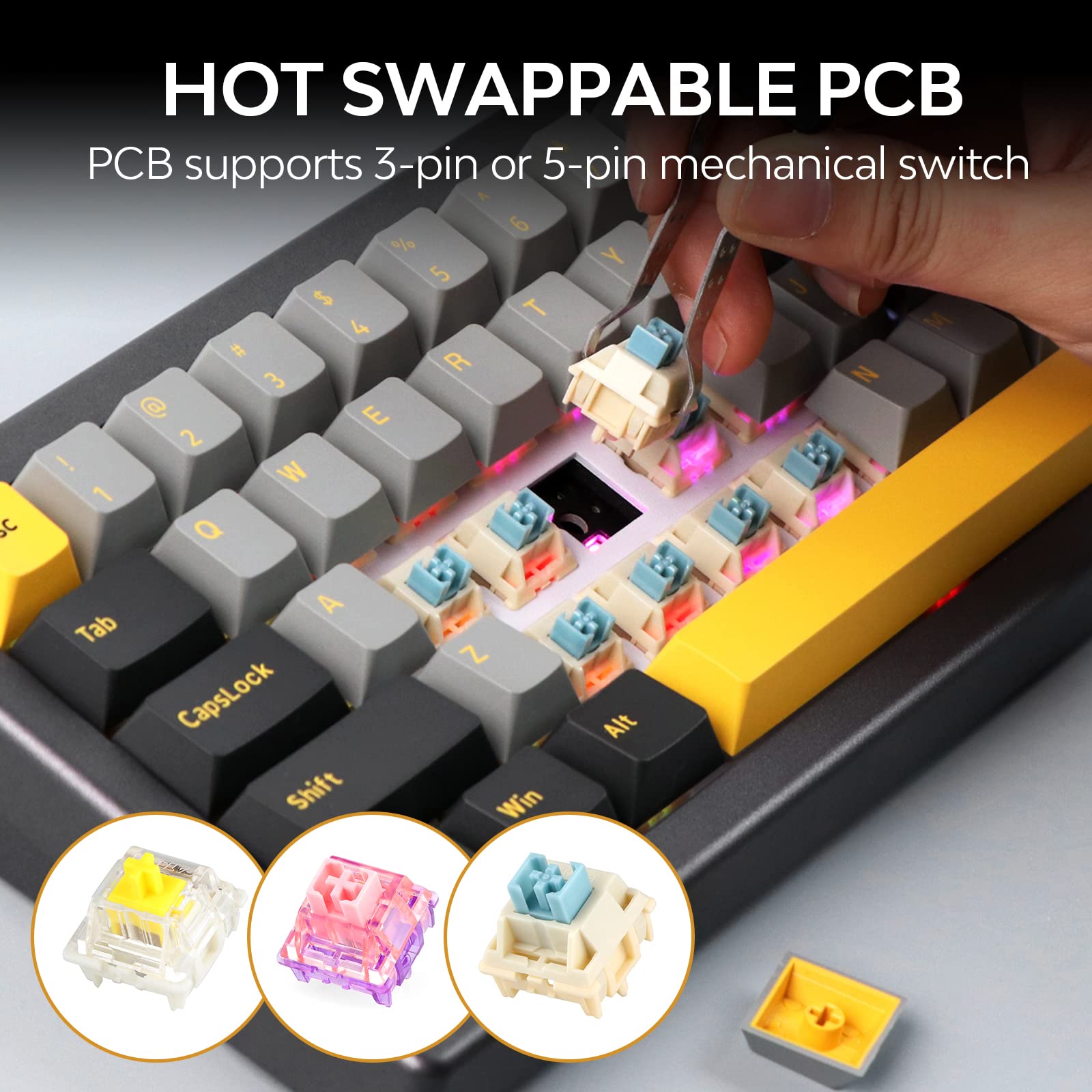 EPOMAKER AKKO 3068B Plus World Tour R2 65% Hot-Swap 2.4Ghz Wireless/Bluetooth/Wired Mechanical Keyboard with RGB Backlight, Dye-sub PBT Keycaps for Gamers/Mac/Win (AKKO CS Jelly Pink)