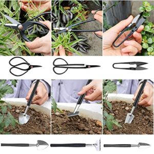 POWERENG Bonsai Tools Set 16 PCS Carbon Steel Scissor Cutter Shear Perfect Succulent Gardening Trimming Tools Bonsai Starter Kit Gardening Trimming Tools