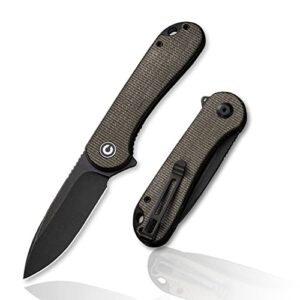 civivi elementum pocket folding knife,black stonewashed d2 blade micarta handle, good for edc outdoor c907z