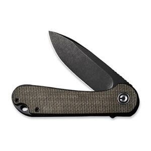 CIVIVI Elementum Pocket Folding Knife,Black Stonewashed D2 Blade Micarta Handle, Good for EDC Outdoor C907Z