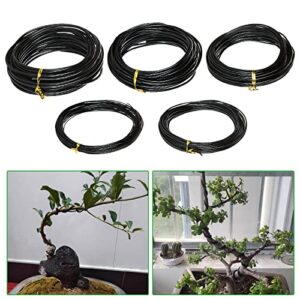 CertBuy 5 Roll Bonsai Wire 5 Size - 1.0MM, 1.5MM, 2.0MM, 2.5MM, 3.0MM Black Anodized Aluminum Bonsai Training Wire 32 Feet Length with Wire Cutter