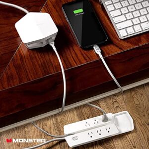 Monster Power Center Vertex XL Surge Protector with Detachable USB Power Strip , Surge Protector Power Strip with 10 AC Outlets, 2 USB-A Ports & 1 USB-C Port (20W)