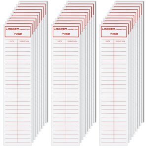 50 sheets ladder inspection labels safety stickers for ladders, 8.5 x 2 inch safety inspection tags red on white high visibility labels vinyl maintenance stickers for industrial