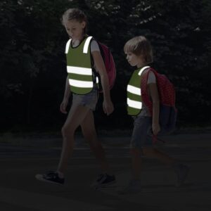 Flutesan Kids Reflective Vest 4 Pack Child Safety Visibility Vest Kids Safety Vest Construction Vest for Cycling Ski Running (Yellow)