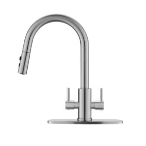 kitchen faucet, kitchen sink faucet, 2 handles sink faucet, faucet, kitchen faucet pull down, faucet with sprayer, bar faucet, stainless steel, brushed nickel, paking