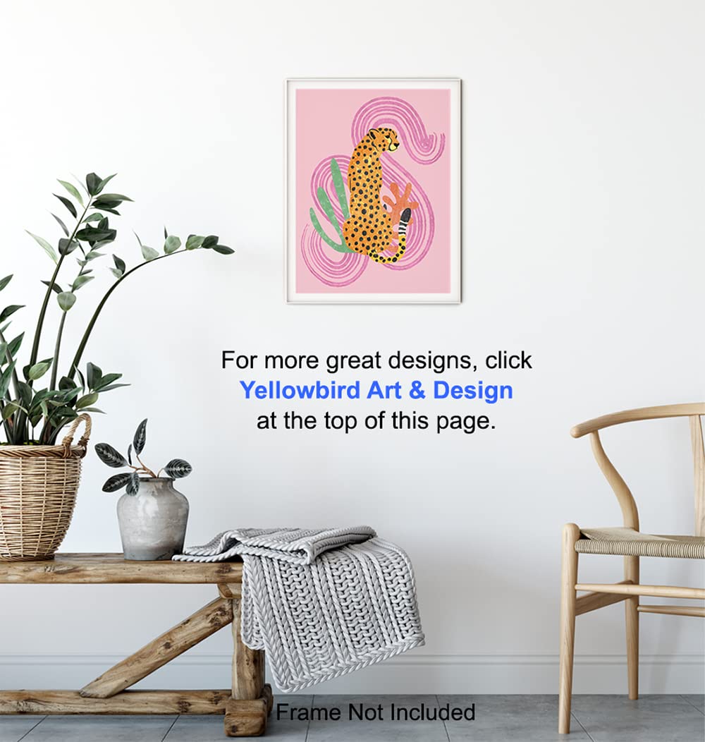 Abstract Cheetah Print Wall Art - Mid Century Modern Decor - Aesthetic Room Decor - Minimalist Wall Art - Pink Boho Wall Decor - Bohemian Wall Decor - Gallery Wall Art - Leopard Print