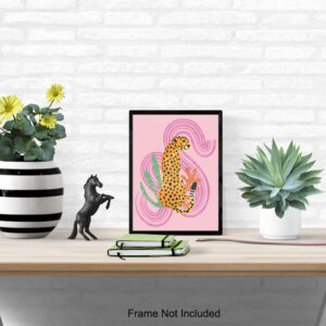 Abstract Cheetah Print Wall Art - Mid Century Modern Decor - Aesthetic Room Decor - Minimalist Wall Art - Pink Boho Wall Decor - Bohemian Wall Decor - Gallery Wall Art - Leopard Print