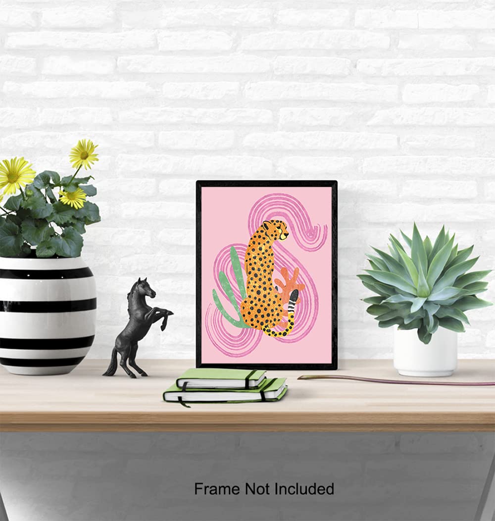 Abstract Cheetah Print Wall Art - Mid Century Modern Decor - Aesthetic Room Decor - Minimalist Wall Art - Pink Boho Wall Decor - Bohemian Wall Decor - Gallery Wall Art - Leopard Print