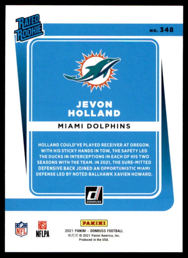 Football NFL 2021 Donruss #348 Jevon Holland Rated Rookies RC Dolphins