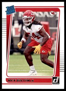 football nfl 2021 donruss #324 nick bolton rated rookies rc chiefs