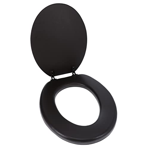 Ginsey Cushioned Soft Toilet Seat for Stylish Bathroom Décor, Black, Standard