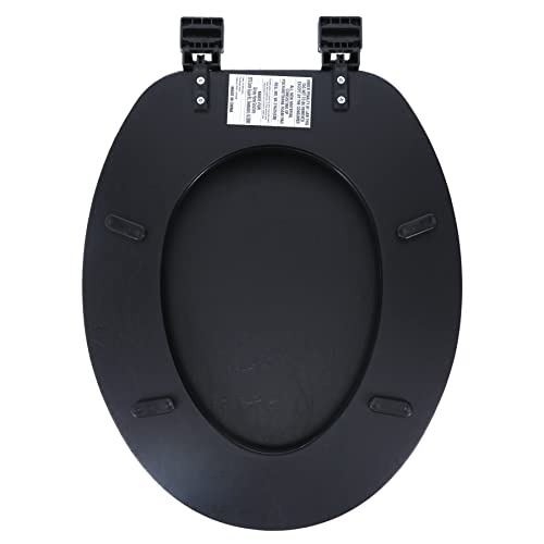 Ginsey Cushioned Soft Toilet Seat for Stylish Bathroom Décor, Black, Standard