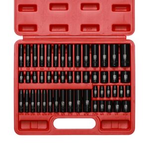 mayouko 50pcs 1/4 inch drive master impact socket set,metric/sae,deep/shallow,6 point,cr-v, 5/32 inch - 9/16 inch, 4mm - 15mm.