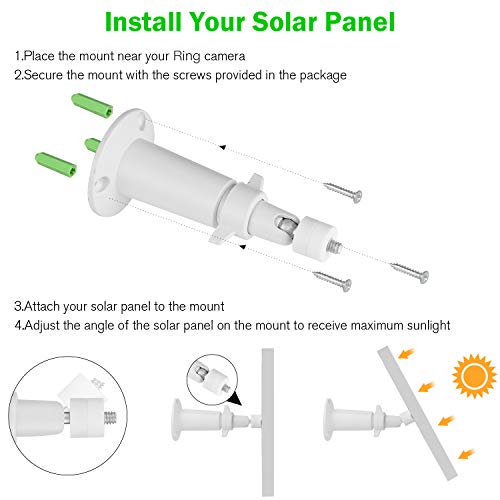 iTODOS Solar Panel Compatible with Ring Spotlight Cam Battery,11.8Ft Outdoor Power Charging Cable and Adjustable Mount (2 Pack, White)