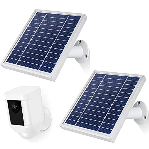 iTODOS Solar Panel Compatible with Ring Spotlight Cam Battery,11.8Ft Outdoor Power Charging Cable and Adjustable Mount (2 Pack, White)