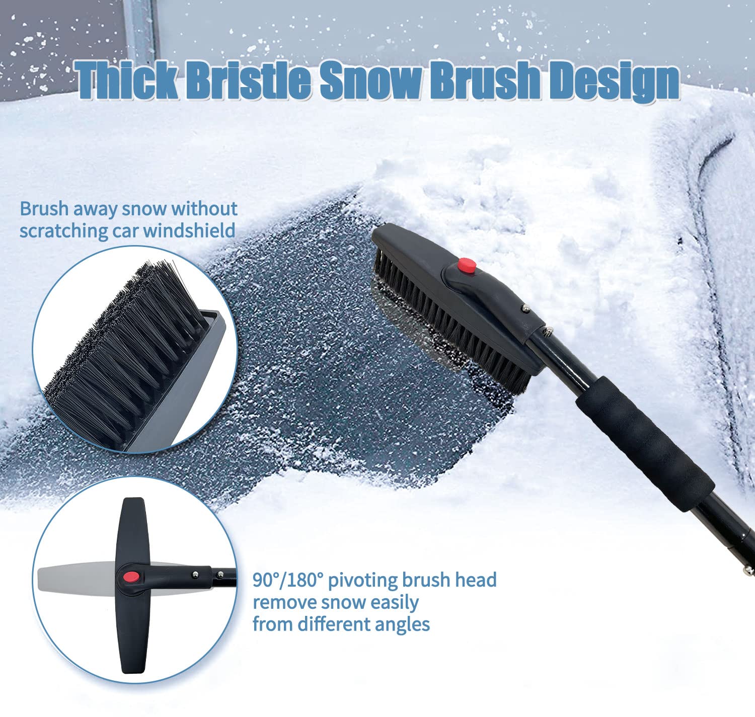 Sutekus Snow Brush Kit Includes Snow Shovel, Ice Scraper, Snow Brush and Car Windshield Snow Cover for Auto Cars SUV Trucks (Black)