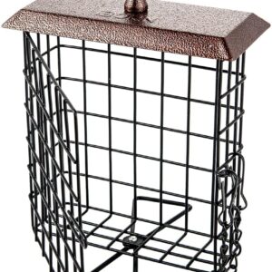 iBorn Suet Feeder Suet Bird Feeders for Outside Hanging,Squirrel Proof Suet Cakes Bird Feeder for Wild Birds,Metal Brown(Pack of 1)