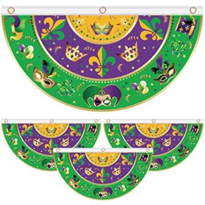 4 pack mardi gras carnival garden flag banner outdoor decoration, yard flags house yard indoor seasonal decoration sign(purple/green/yellow,24 x 48 inch)