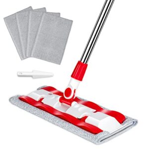 nolopau microfiber hardwood floor mop, microfiber mops flat mop 360°rotating wet dust mop, with 58'' stainless steel handle for hardwood home office kitchen floor cleaning