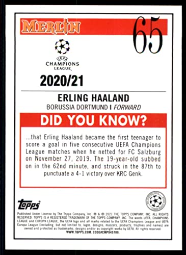 2020-21 Topps Merlin Collection Chrome UEFA Champions League #65 - Erling Haaland