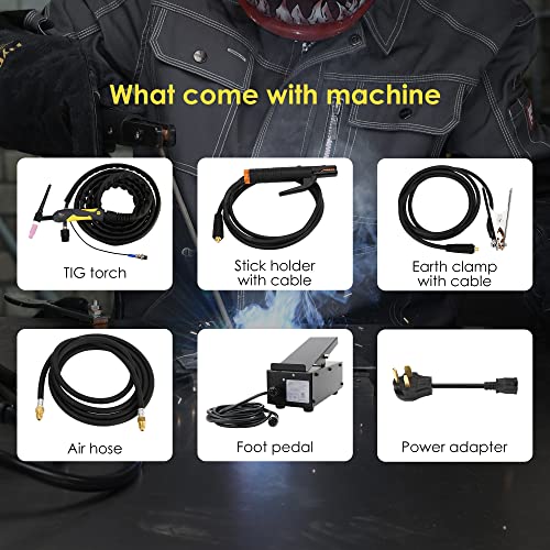 hynade Tig welder TIG200GPACDC 200 Amp AC/DC Tig Welder/Arc/Spot Welder with Pulse AC/DC, Digital Inverter Dual Voltage 110/220V Aluminum Tig Welding Machine