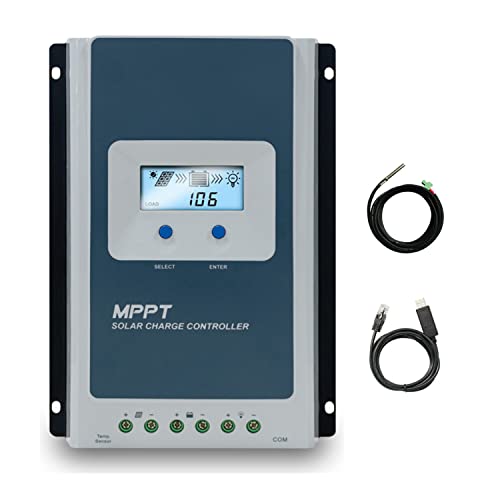 Aleyfeng EPever MPPT 30A Solar Charge Controller,Solar Panel Regulator 12V/24V Auto Negative Grounded, with LCD for Lead-Acid Lithium Battery (tracer3210an)