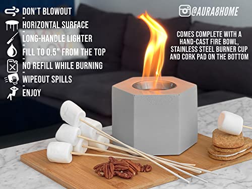 Tabletop Fire Pit Concrete, Rubbing Alcohol Indoor Fire Bowl, Mini Fireplace Outdoor Decor Portable Table Top Chiminea Meditation Isopropyl (Hexagon)