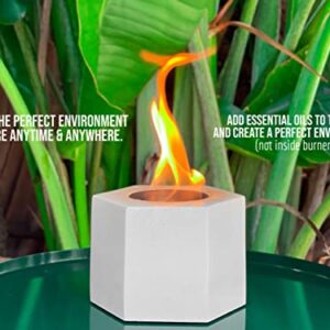 Tabletop Fire Pit Concrete, Rubbing Alcohol Indoor Fire Bowl, Mini Fireplace Outdoor Decor Portable Table Top Chiminea Meditation Isopropyl (Hexagon)