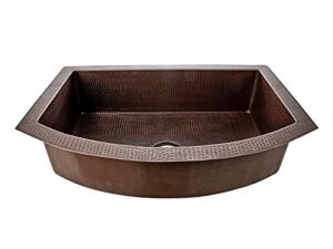 copper round front kitchen sink