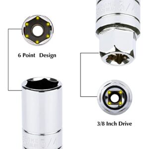 EMENTOL 5PCS 3/8" Drive Spark Plug Socket Set, CR-V, SAE and Metric, 3/8" Drive 6-Point Socket Set