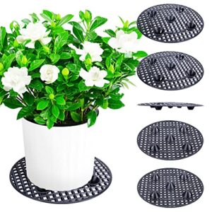 lfutari 6 pcs plant level pot elevator, plant stands, 11.6inch plant pot saucer for prevent rot and damage on patio & deck (30cm-6pcs, black)