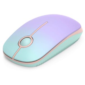 unipows wireless mouse - 2.4g slim portable computer mouse with nano receiver, less noise mobile optical mice for notebook, pc, laptop, computer, mac (gradient mint green to purple)