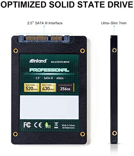 INLAND Professional 3 Pack 256GB SSD SATA III 6Gb/s 2.5" 7mm TLC 3D NAND Internal Solid State Drive (3x256GB)