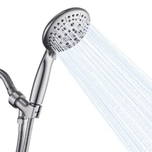 high pressure 5 setting handhled shower head with hose and adjustable bracket, brushed nickel