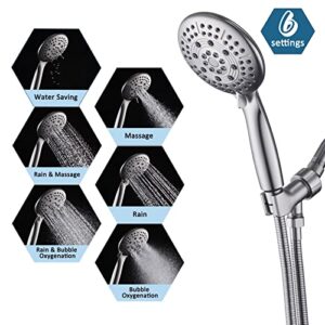 High Pressure 5 Setting Handhled Shower Head with Hose and Adjustable Bracket, Brushed Nickel