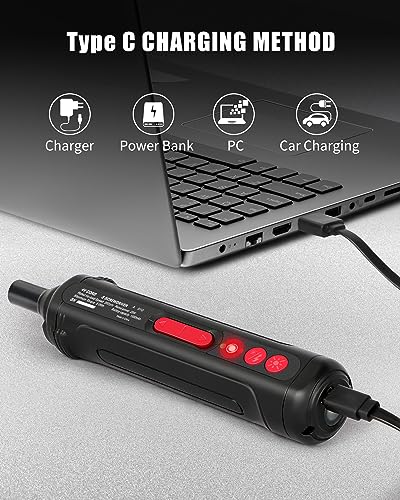 AVID POWER Electric Screwdriver Set, 4V Magnetic Chuck Cordless Power Screwdriver Rechargeable with 37 Accessories, USB Rechargeable Lithium ion Battery, Dual LED Lights