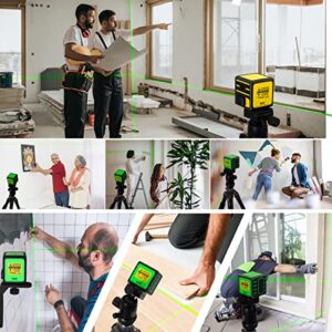 Kueci Cross Line Laser Level 165ft/50m, Self Leveling Laser Level with Self-leveling ± 3°, 360° Green Laser Level with Accuracy ± 2mm/5m, Lazer Levels with Manual/Self Leveling Mode (3*AAA Batteries)