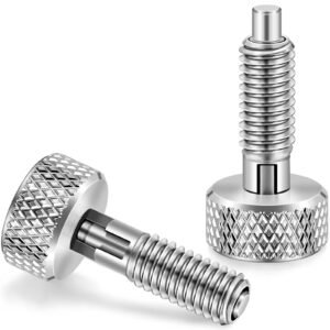 hand retractable spring plunger with knurled handle stainless steel lock m6 quick release pins, 1/4''-20 thread size 0.500'' thread length, no patch (silver, 2 packs)