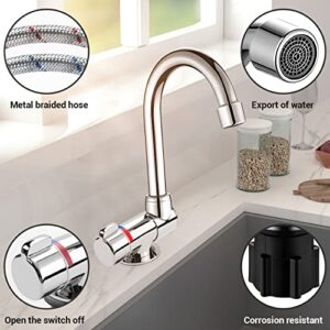 Ticarus Foldable Kitchen Faucet 360 Dgree Sink Water Tap Single Handle Cold & Hot Water Mixer Copper Faucet for RV Boat